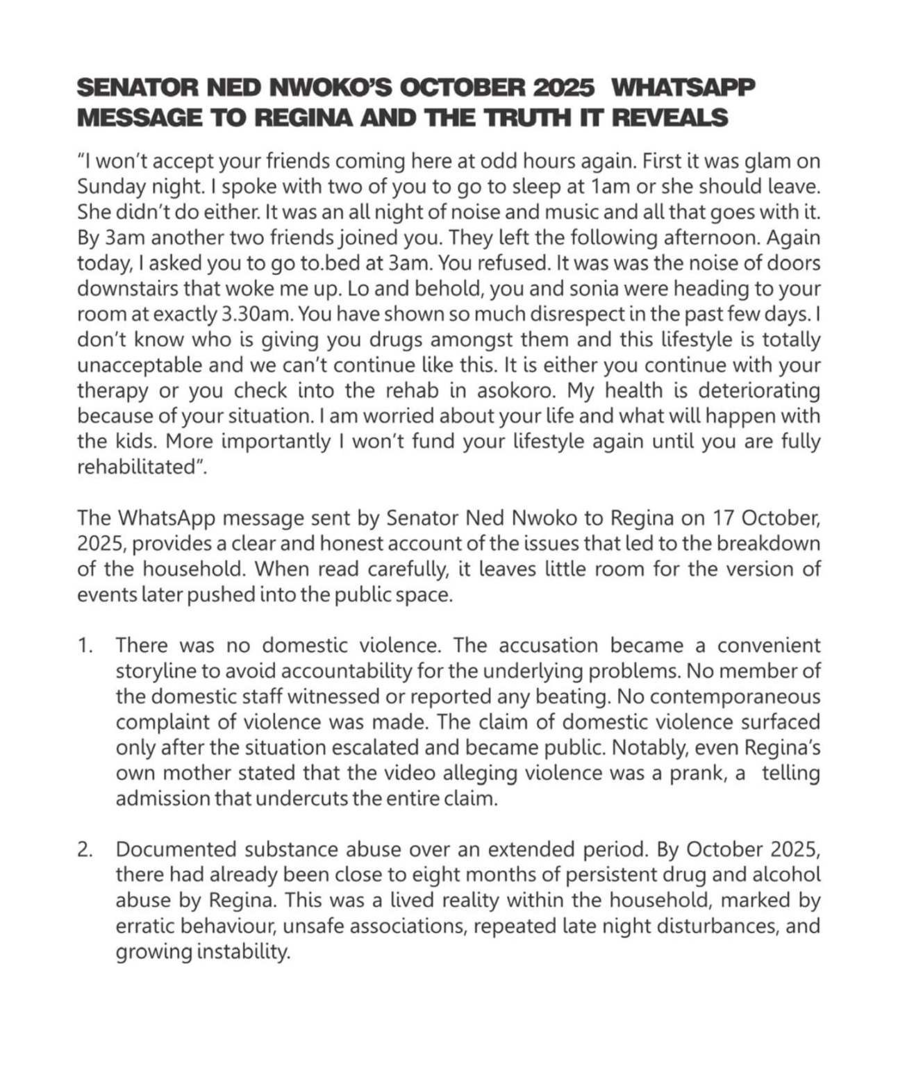 Ned Nwoko releases WhatsApp messages claiming Regina Daniels chose ...